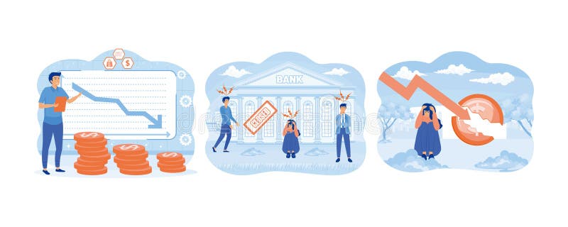 Financial Crisis Concept. Bank Closed. Bankruptcy Unpaid Loan Debt ...