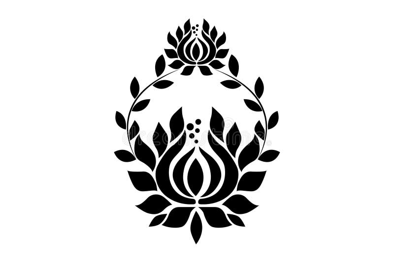 Indian Rangoli Design Concept of Lotus Floral Art with Leaves and ...