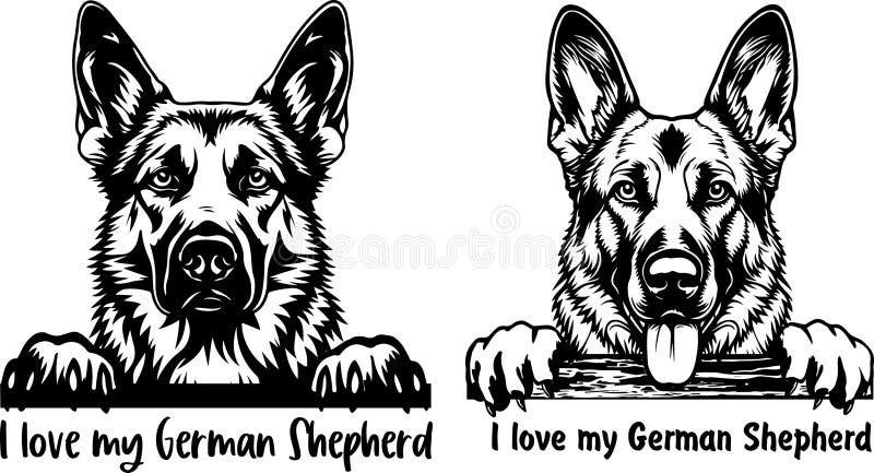 I Love My German Shepherd Peeking Dog Design File for Cutting and ...