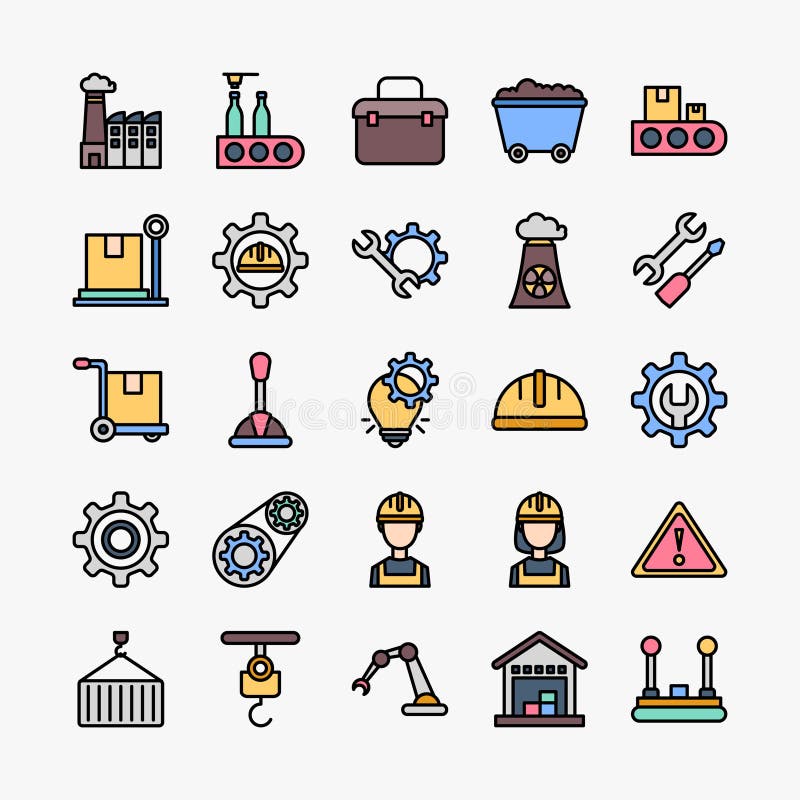 Manufacturing Icon Set. Industrial Vector Icon Set Stock Vector ...