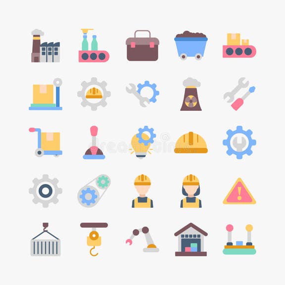 Manufacturing Icon Set. Industrial Vector Icon Set Stock Vector ...