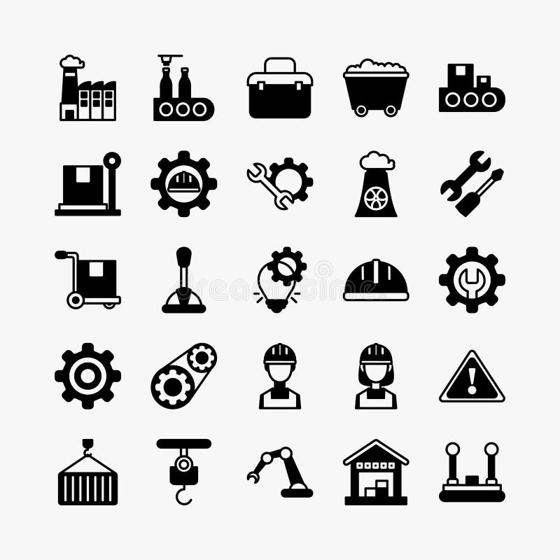 Manufacturing Icon Set. Industrial Vector Icon Set Stock Vector ...