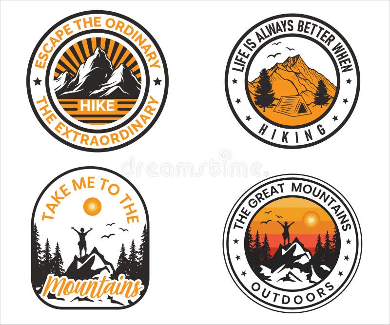 Hiking Outdoor Badge T-Shirt Design Vector Art Stock Vector ...
