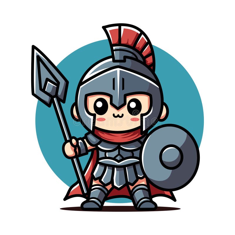 Cute Spartan Vector Design Illustration with Flat Design Concept Stock ...