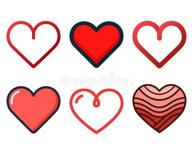 Valentines Red Hearts Simple and Minimal Design, Vector Illustration ...