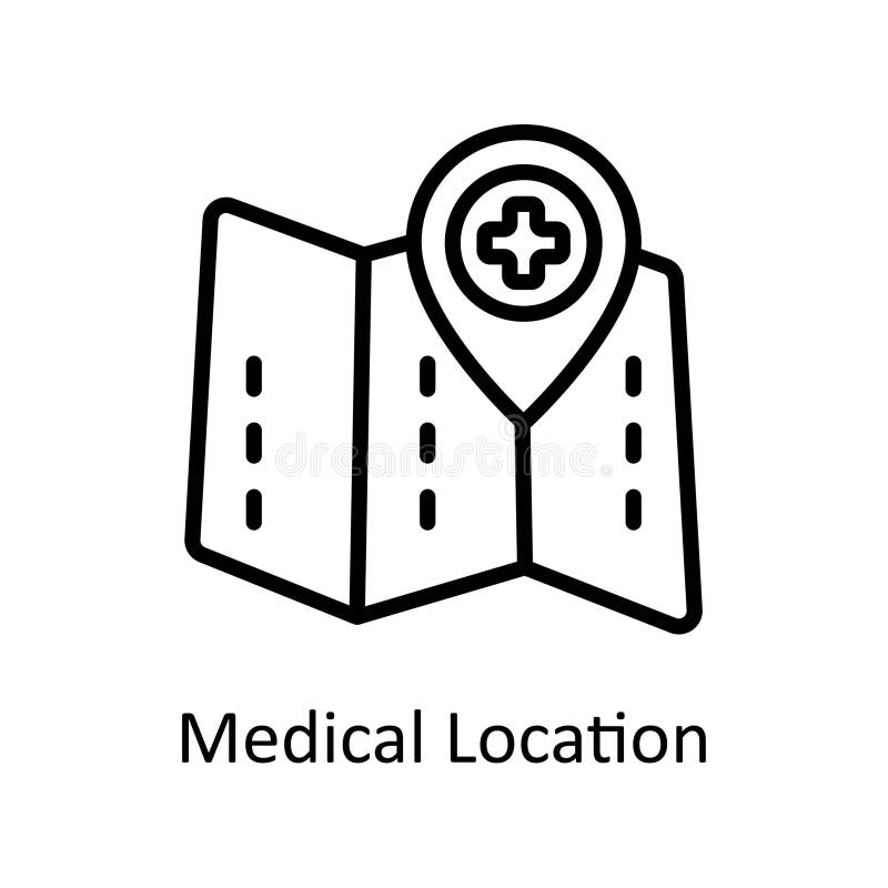 Medical Location Vector Outline Icon Style Illustration. EPS 10 File ...