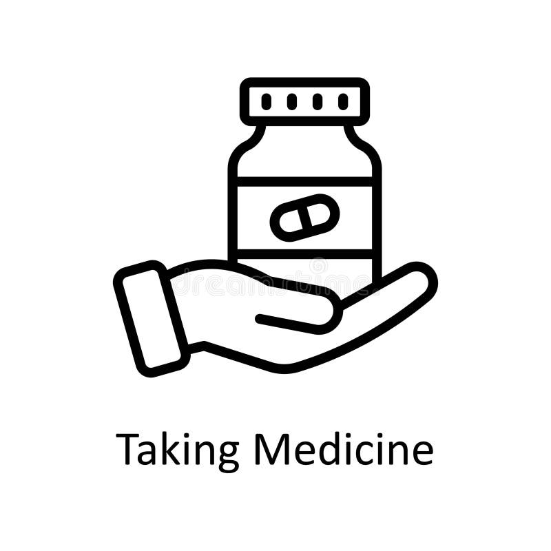 Taking Medicine Vector Outline Icon Style Illustration. EPS 10 File ...