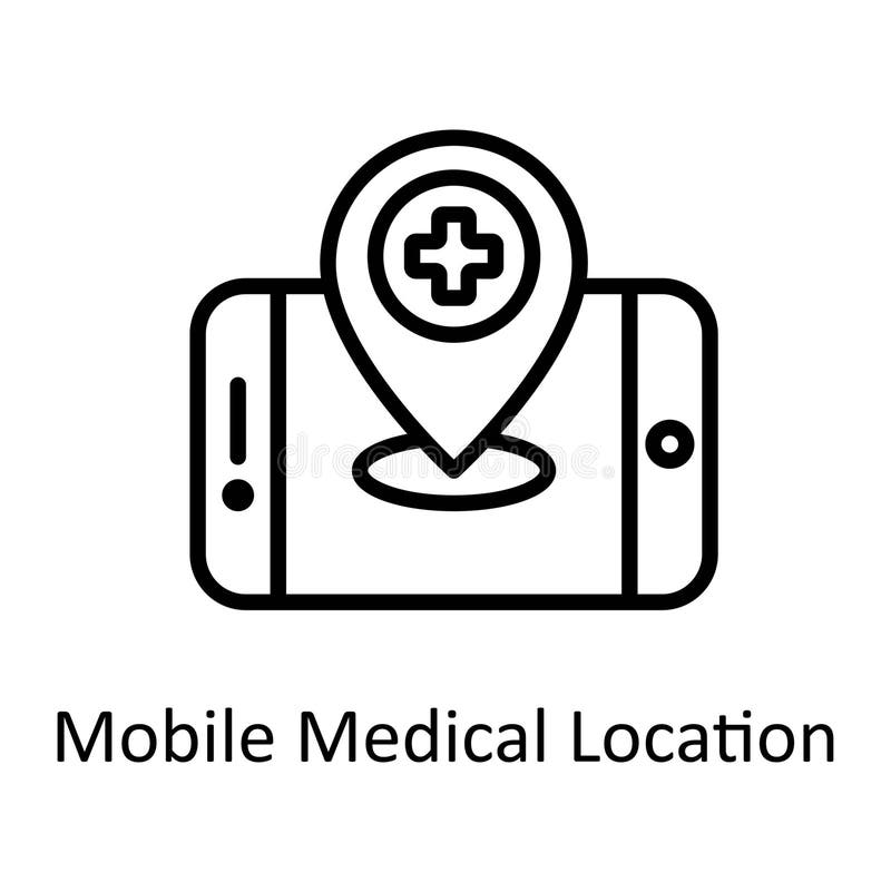 Mobile Medical Location Vector Outline Icon Style Illustration. EPS 10 ...
