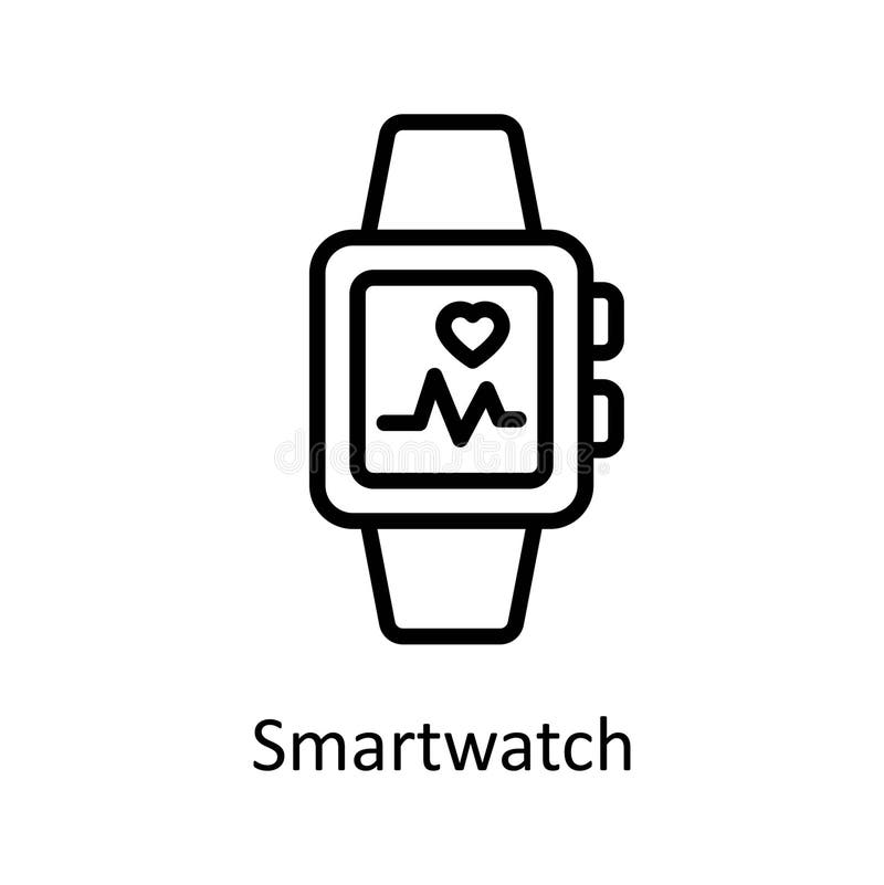 Smart Watch Vector Outline Icon Style Illustration. EPS 10 File Stock ...
