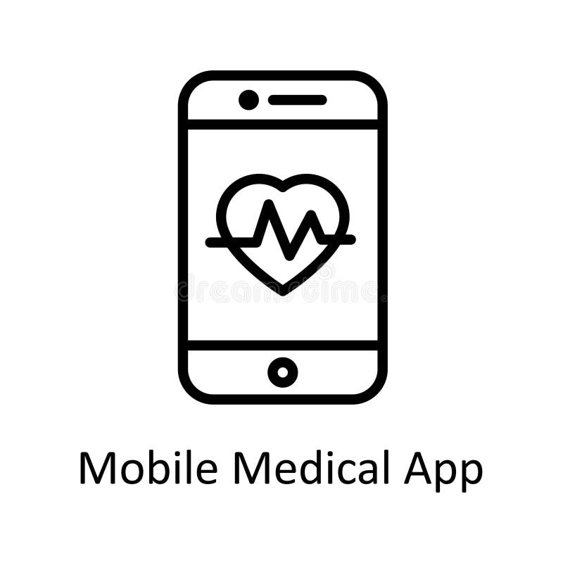 Mobile Medical App Vector Outline Icon Style Illustration. EPS 10 File ...