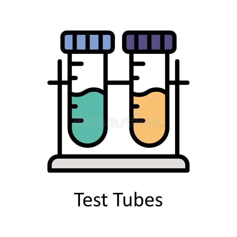 Test Tubes Vector Filled Outline Icon Style Illustration. EPS 10 File ...