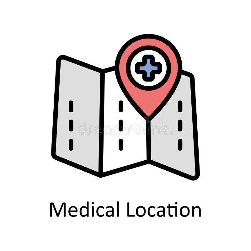 Medical Location Vector Filled Outline Icon Style Illustration. EPS 10 ...