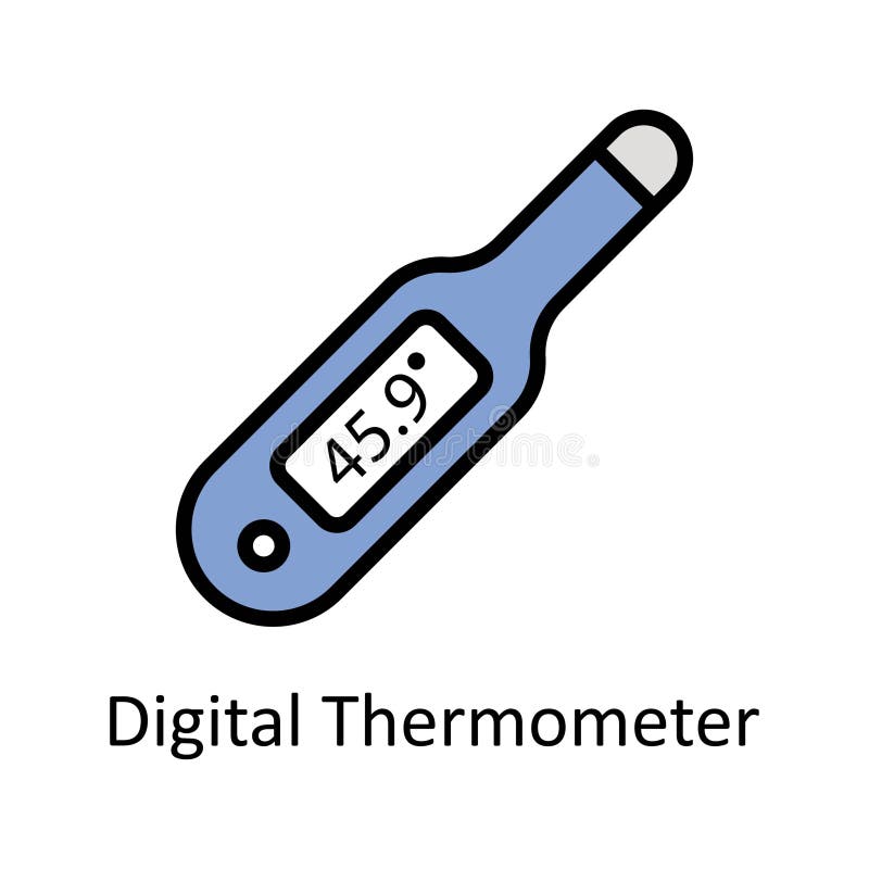 Digital Thermometer Vector Filled Outline Icon Style Illustration. EPS ...