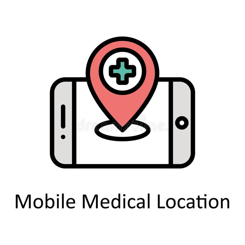Mobile Medical Location Vector Filled Outline Icon Style Illustration ...