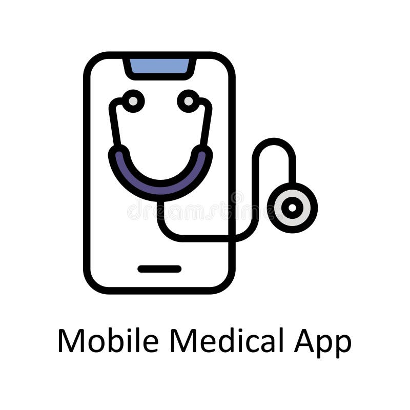 Mobile Medical App Vector Filled Outline Icon Style Illustration. EPS ...