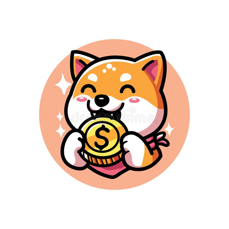 Cute Vector Design Illustration of Inu Shiba and Dollar Coins Stock ...