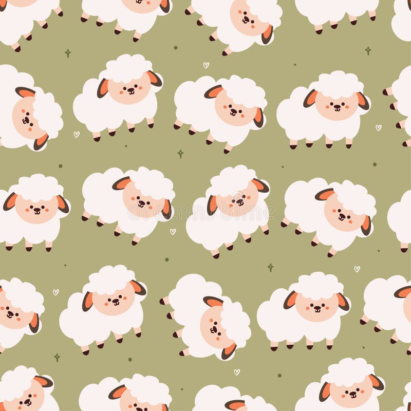 Seamless Pattern Cartoon Sheep Stock Vector - Illustration of animal ...