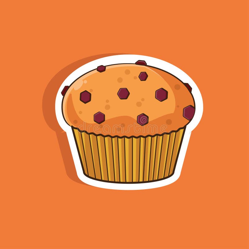 Cute cupcake sticker stock vector. Illustration of fruit - 306119111
