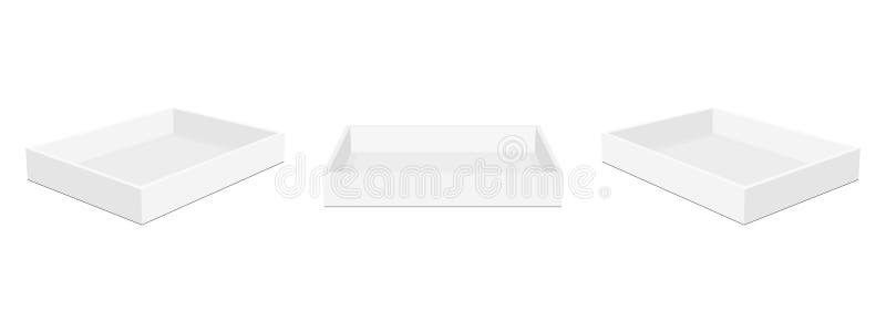 Empty Rectangular Tray Boxes Mockups, Front and Side View Stock Vector ...