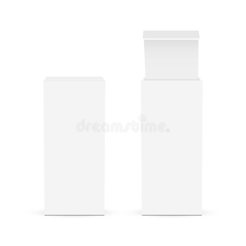 Blank Tall Paper Rectangular Packaging Boxes, Opened and Closed Lid ...