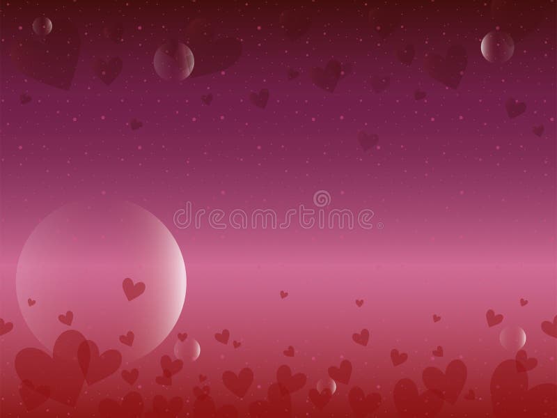 Vector Abstract Romantic Background with Hearts and Spheres. Stock ...