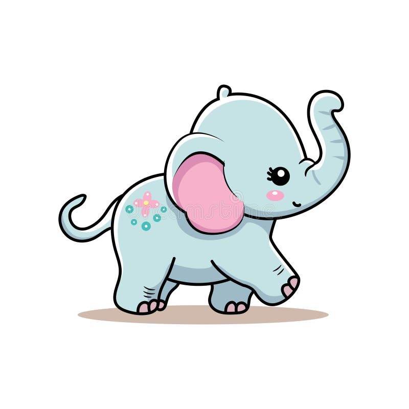 Cute Vector Design Illustration of an Elephant Running Stock Vector ...