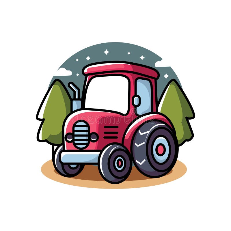 Cute Vector Design Illustration of Tractor Stock Vector - Illustration ...
