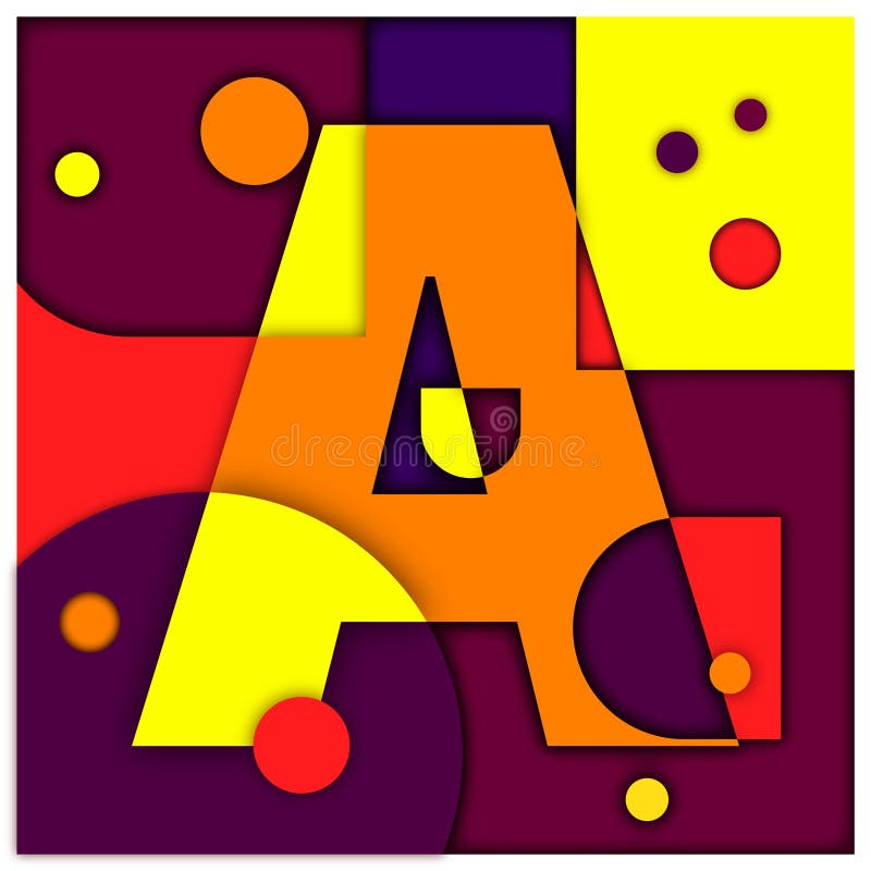 Letter a Creative Design with Basic Shapes and Patterns Stock Vector ...