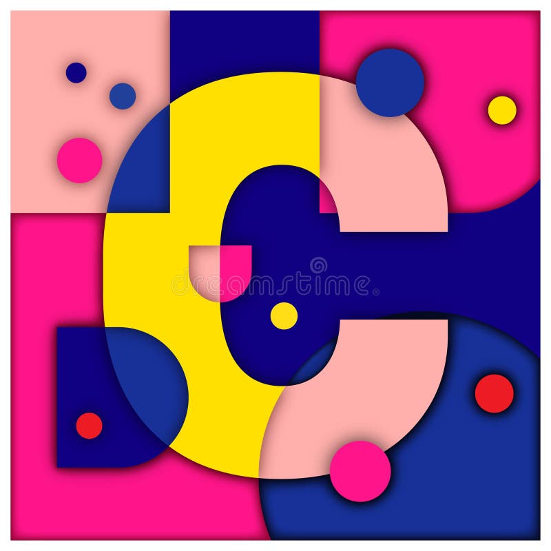Letter C Creative Design with Basic Shapes and Patterns Stock Vector ...