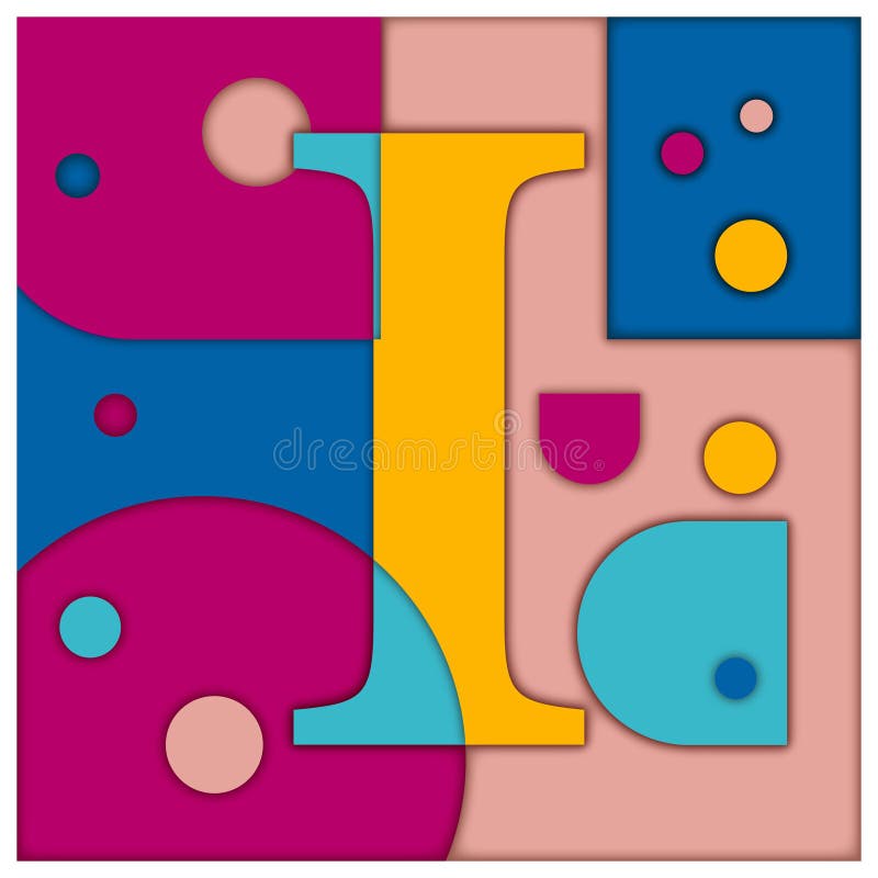Creative Letter I Design with Colourful Basic Shapes Stock Vector ...