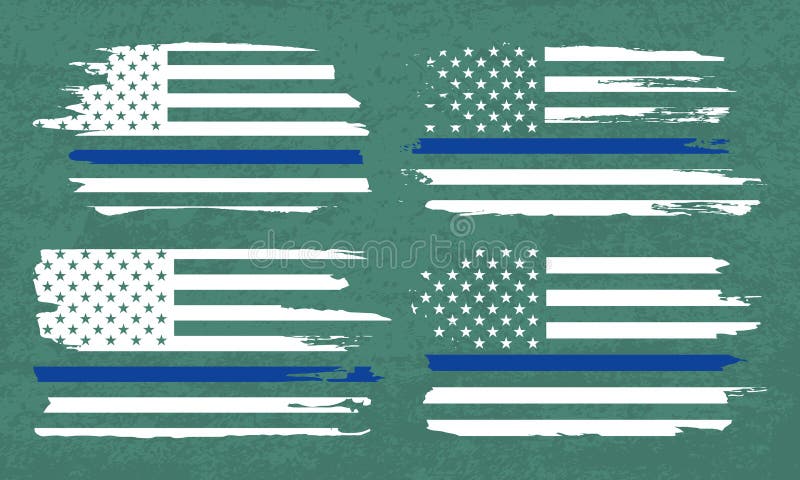 Blue Line Flag Distressed Stock Illustrations – 206 Blue Line Flag ...