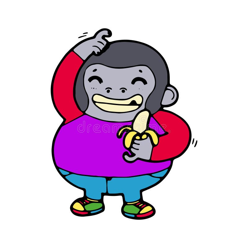 Set of Cartoon Monkey Doodle Comic Illustration Vector Isolated on ...