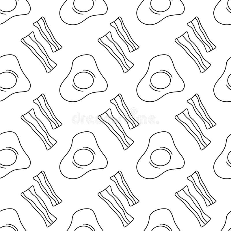 Cute Seamless Breakfast Food Pattern with Egg and Bacon. Morning ...