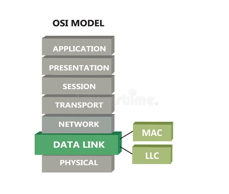 OSI Network Model with Data Link Sub Layers Stock Vector - Illustration ...
