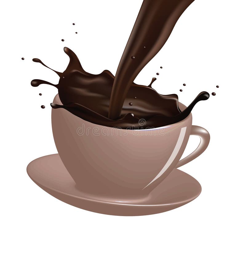 Pink Coffee Cup with Coffee or Chocolate Splash Stock Vector ...