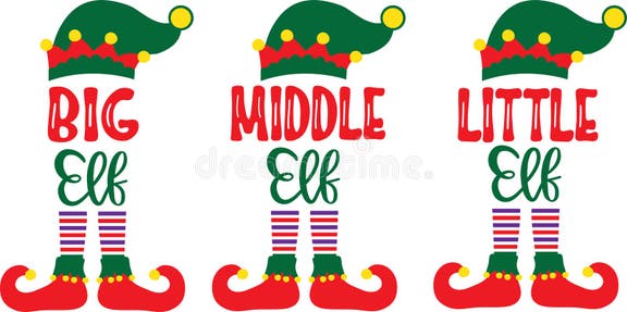 Big Elf, Middle Elf, Little Elf Vector Illustrator File for Christmas ...
