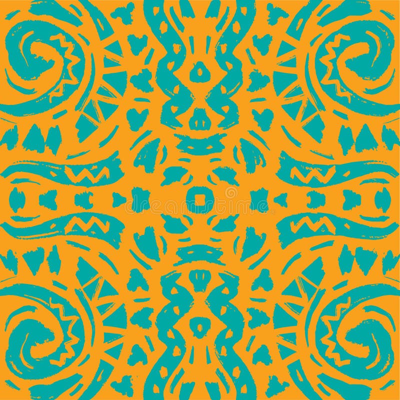 Seamless Pattern with Tribal Ornament. Yellow Vector Background Stock ...