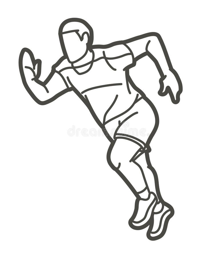 Marathon Runner Start Running a Man Running Action Movement Cartoon ...