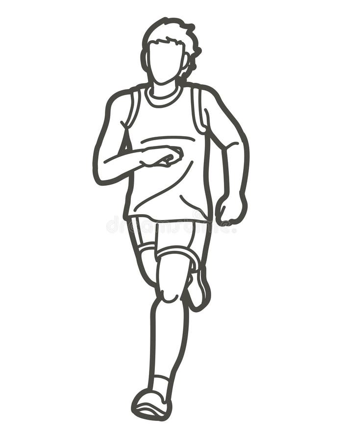 Marathon Runner Start Running a Man Running Action Movement Cartoon ...