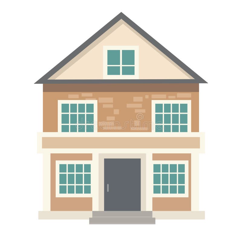 Luxury Brick House Exterior in Flat Design Style Vector Illustration ...