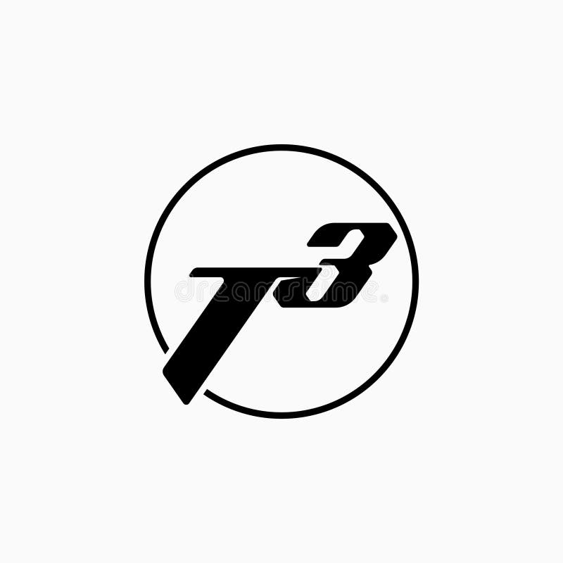 Letter Initial Sign Icon TB or T3 Font Sport Line Circle Relate ...