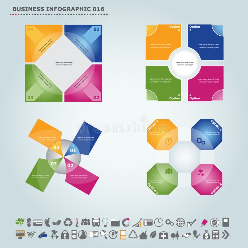 Set of 4 Business Infographic Clean Templates with Economy, Transport ...
