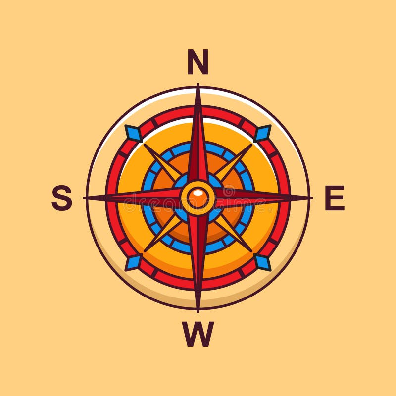Cartoon Vector Illustration of Compass. Stock Vector - Illustration of ...