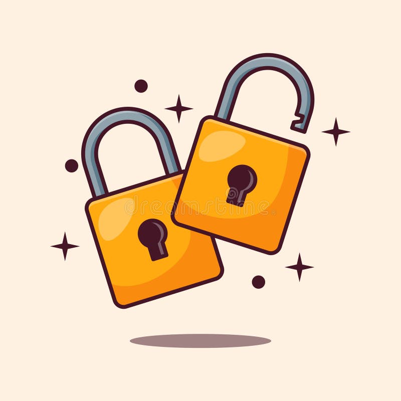Cartoon Vector Illustration of Padlock. Stock Vector - Illustration of ...