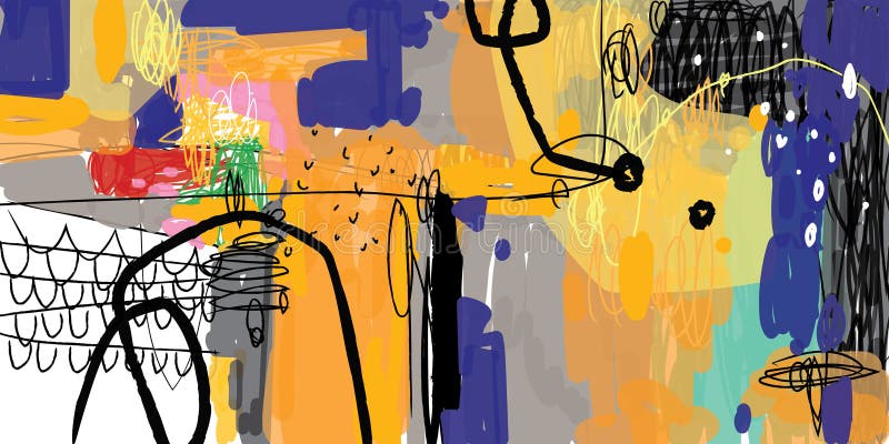 Aesthetic Abstract Grunge Hand Drawn Line Art Design Illustration ...