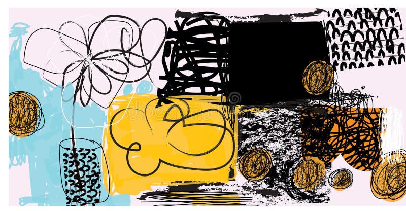 Abstract Line Drawing Grunge Rough Hand Drawn Art Print and Background ...