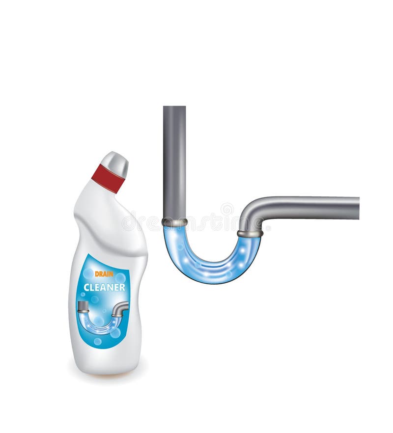 Drain Cleaner and Metal Drain Pipe Stock Vector - Illustration of leak ...
