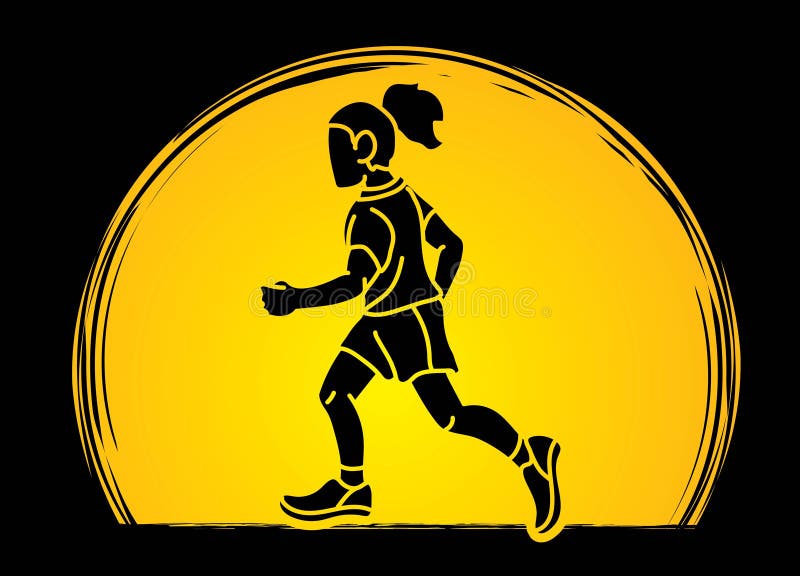 A Girl Start Running Action Jogging a Child Movement Cartoon Sport ...