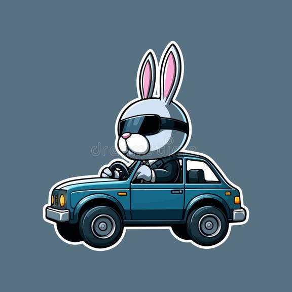 Easter Bunny Driving a Car Illustration , Easter Bunny Driving Stock ...
