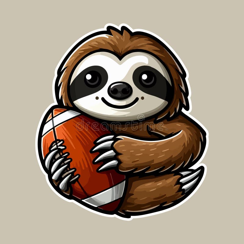 Sloth with Football Illustration Stock Vector - Illustration of vector ...